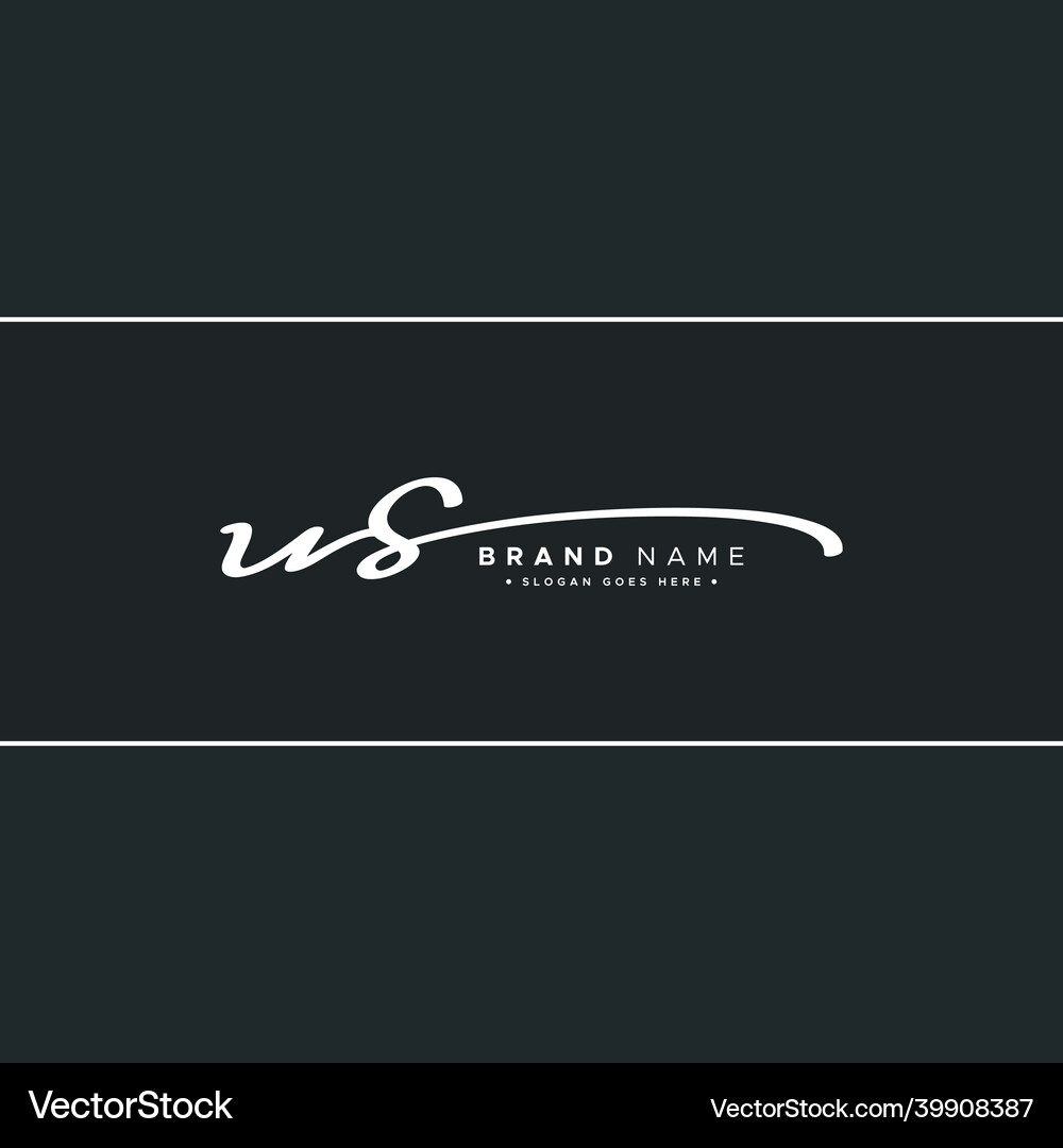 Initial letter us logo - handwritten signature Vector Image