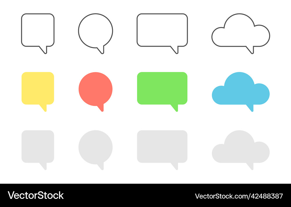 Speech bubble set color text box social media Vector Image