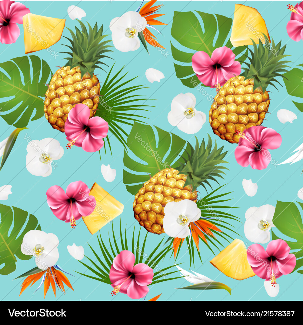 Summer tropical seamless pattern with fruits and Vector Image