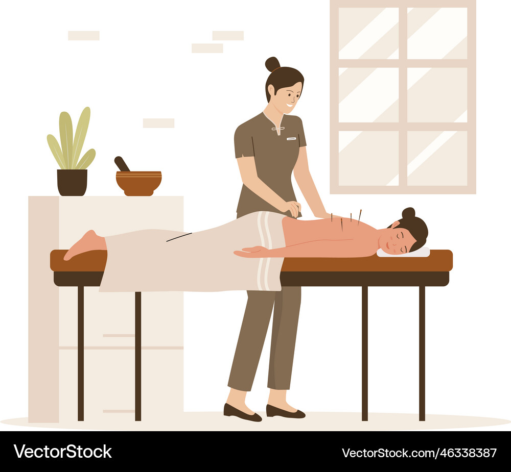 Traditional acupuncture treatment concept Vector Image