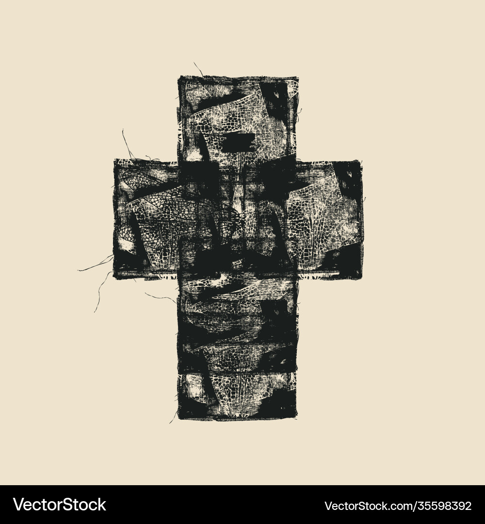 Abstract black cross on an old paper background Vector Image