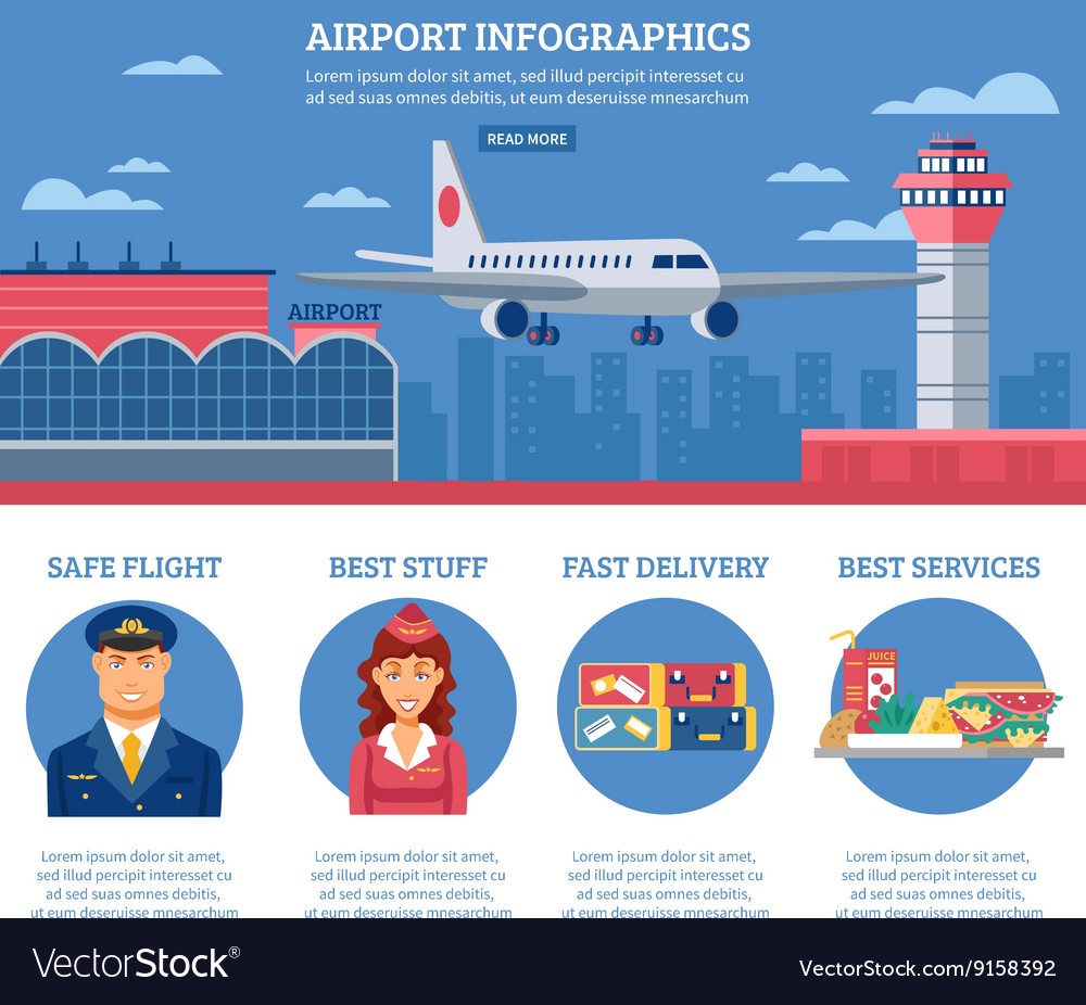 Airport Infographics Design Template Royalty Free Vector