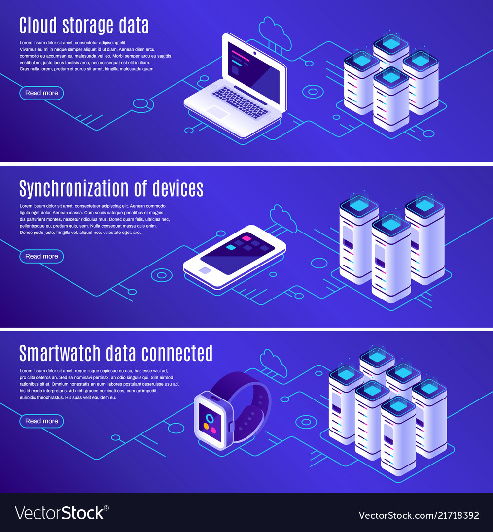 Isometric database computer laptop Royalty Free Vector Image