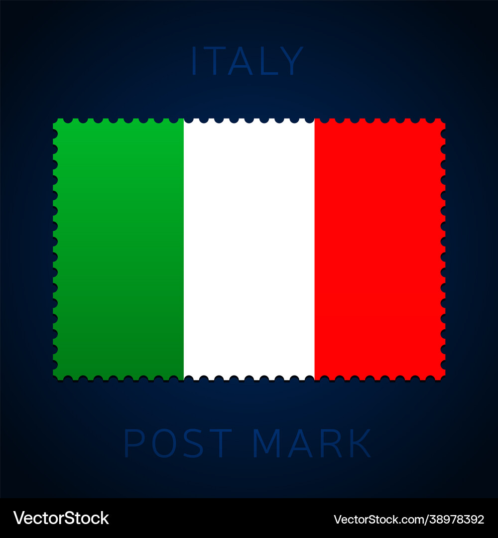 Italy postage mark national flag stamp Royalty Free Vector