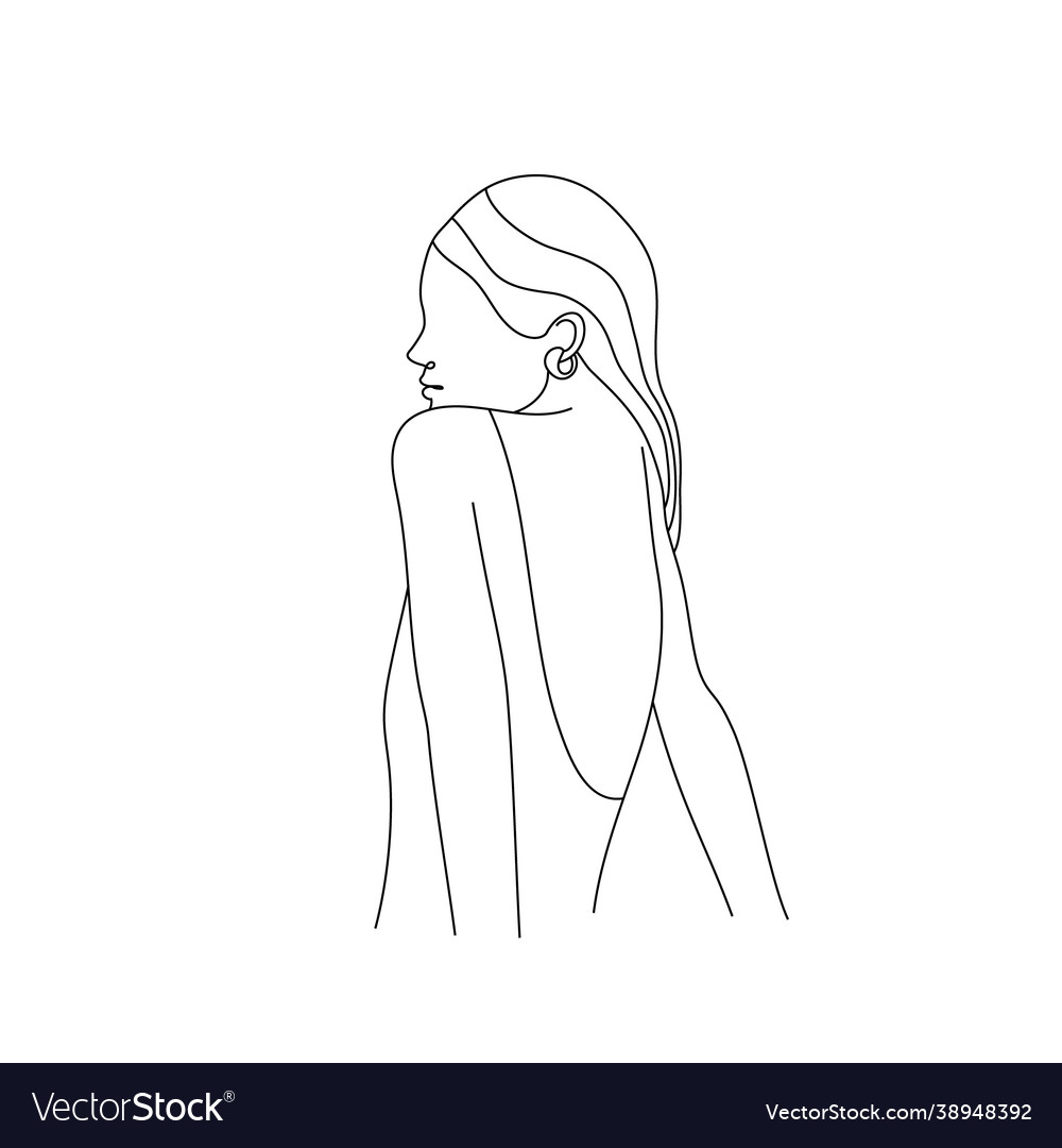 Minimalist Style Portrait Line Continuous Vector Image