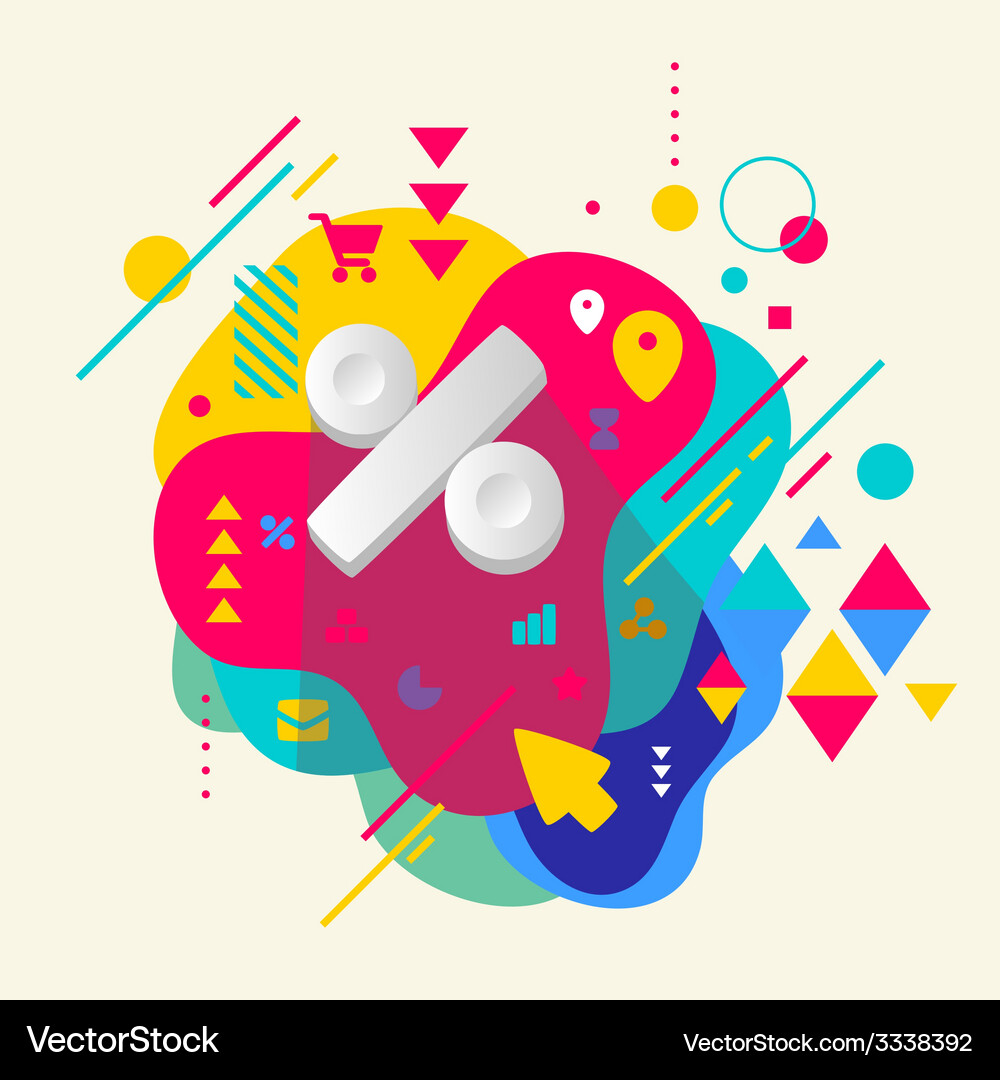 Percent on abstract colorful spotted background Vector Image