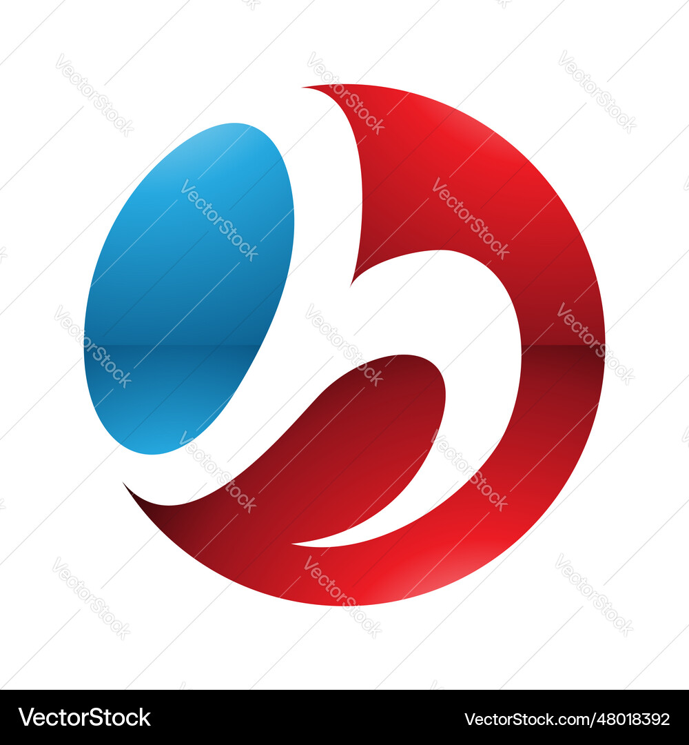 Red and blue glossy circle shaped letter h icon Vector Image