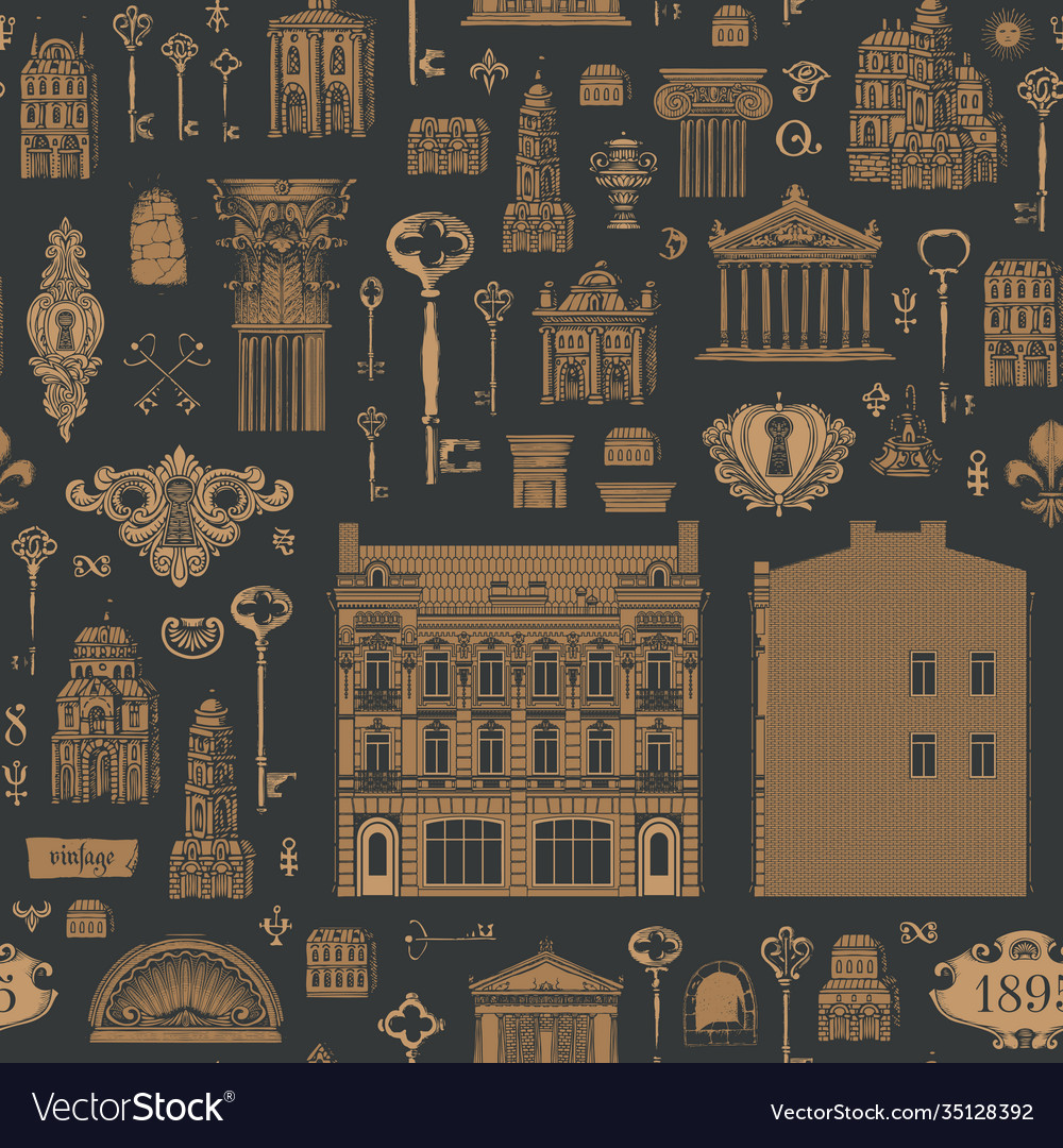 Seamless pattern on theme old architecture Vector Image