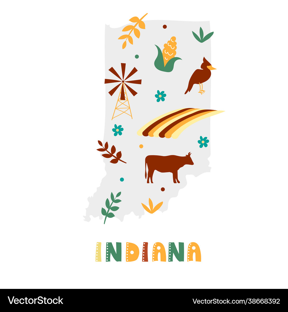 Usa map collection state symbols on gray Vector Image