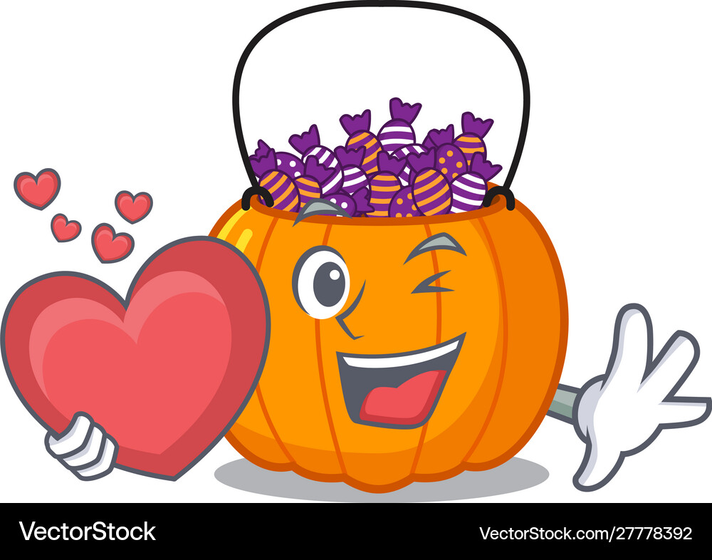 With heart candy bucket on character Royalty Free Vector