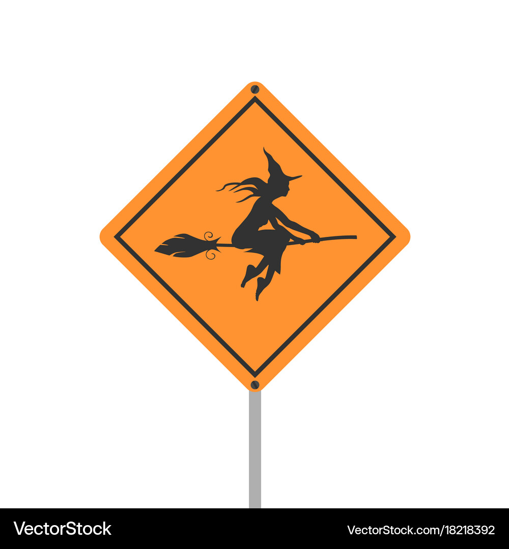 Yellow road sign halloween Royalty Free Vector Image