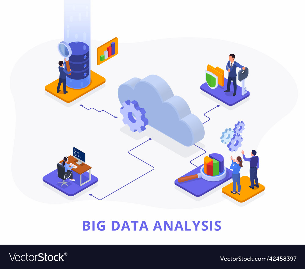 Big data analysis isometric Royalty Free Vector Image