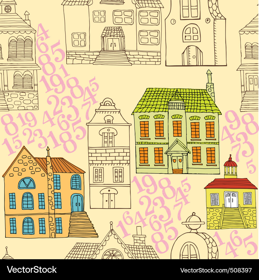 Charming Townscape Pattern Royalty Free Vector Image