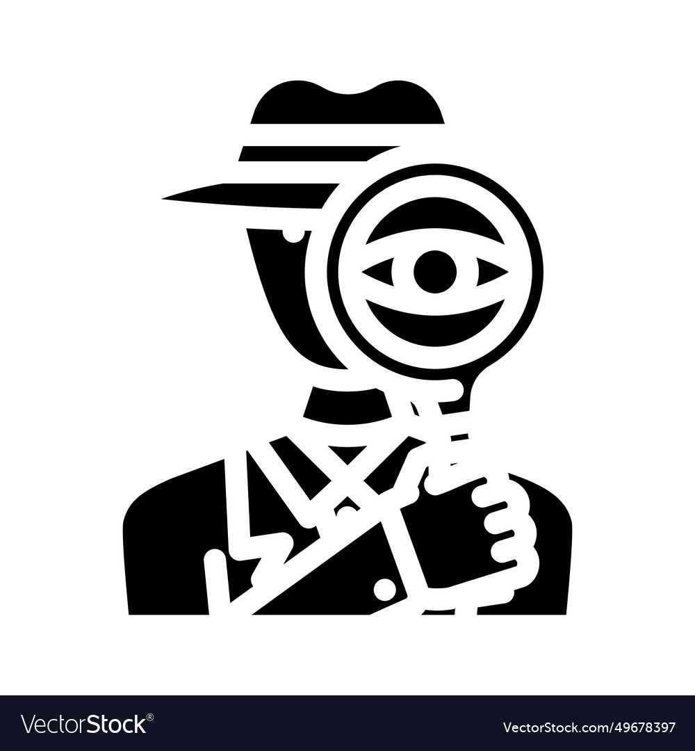 Detective search magnifying glass glyph icon Vector Image