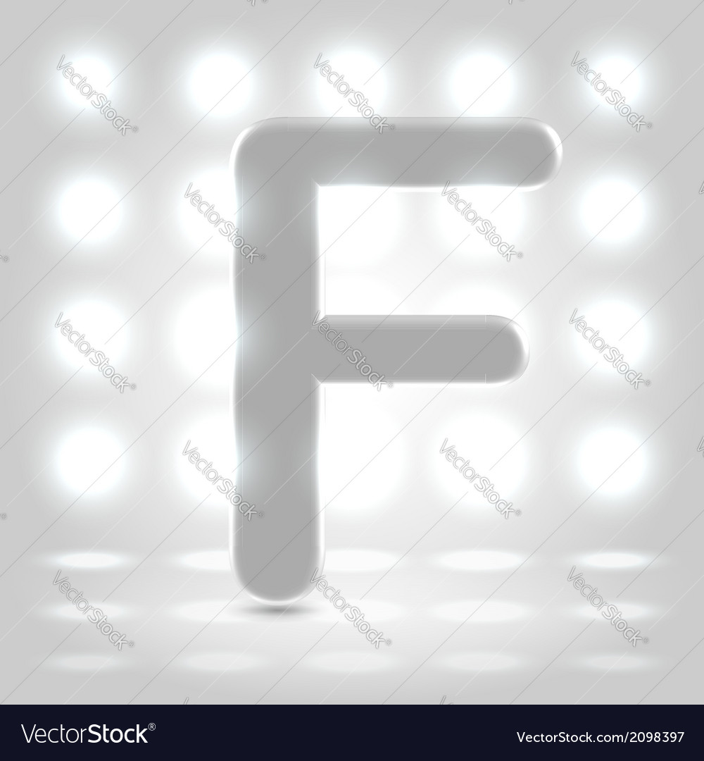 F over lighted background Royalty Free Vector Image