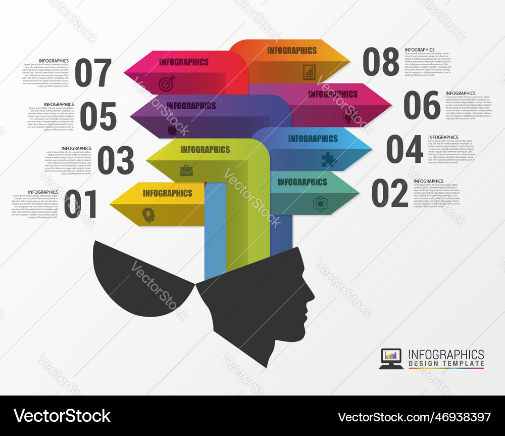 Infographics creative head colorful arrows Vector Image