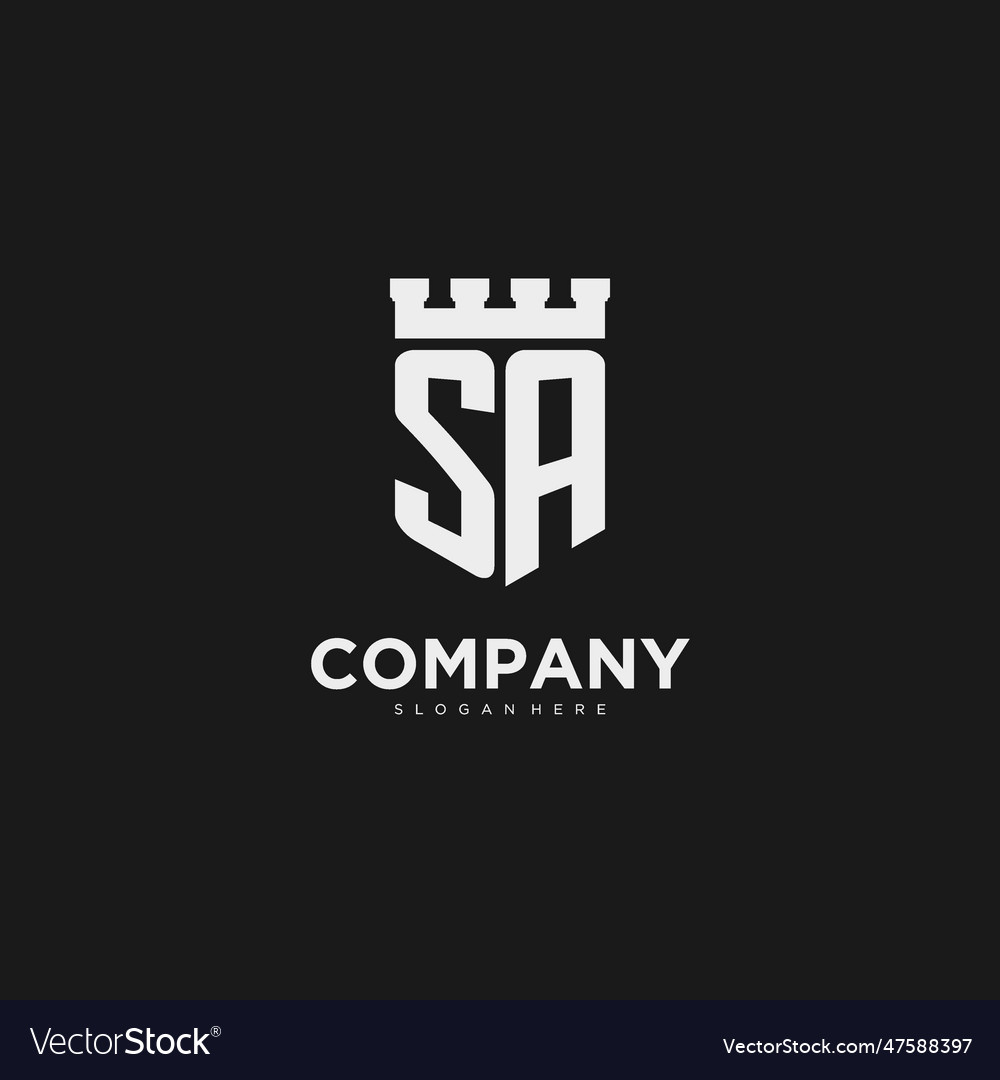 Initials sa logo monogram with shield Royalty Free Vector