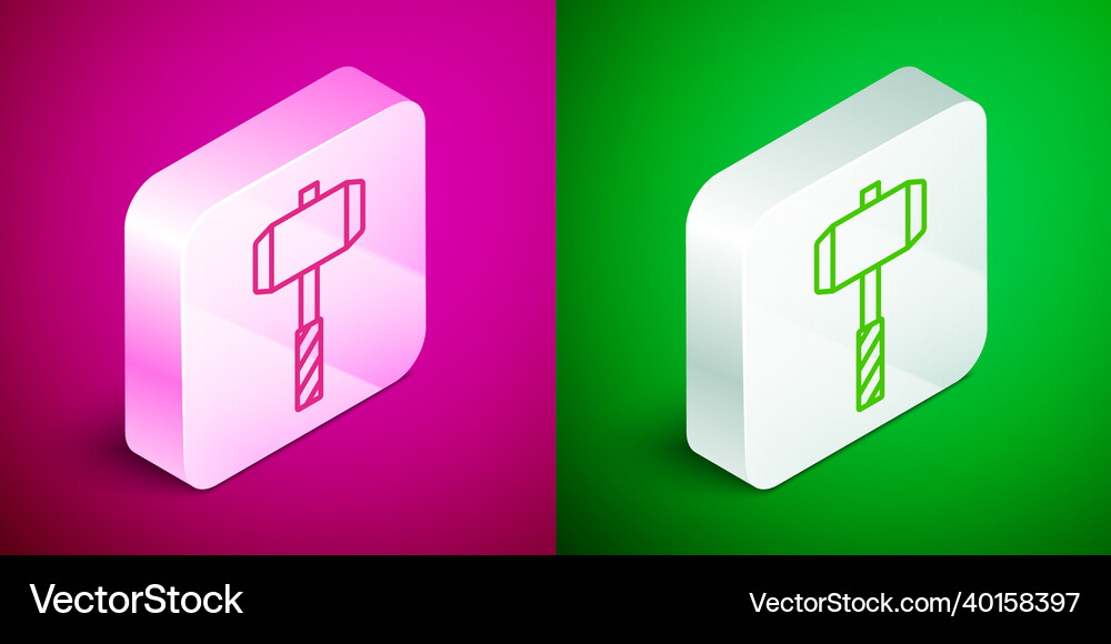 Isometric line medieval battle hammer icon Vector Image