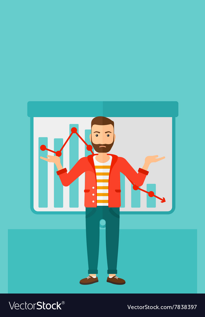 Man with decreasing chart Royalty Free Vector Image