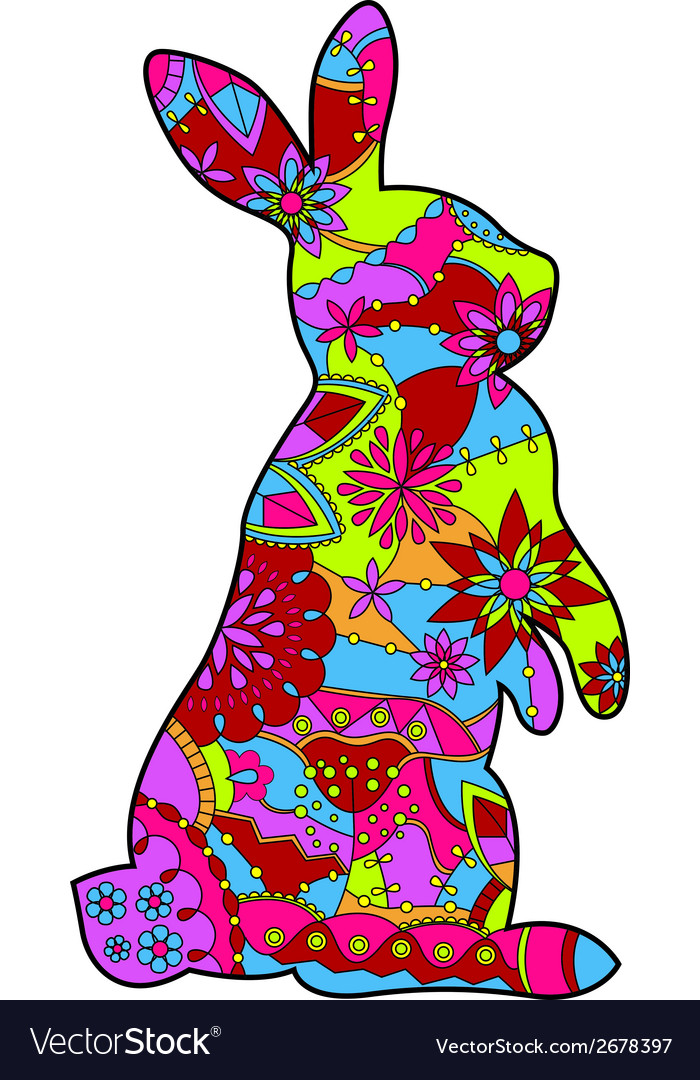 Rabbit in easter colors Royalty Free Vector Image
