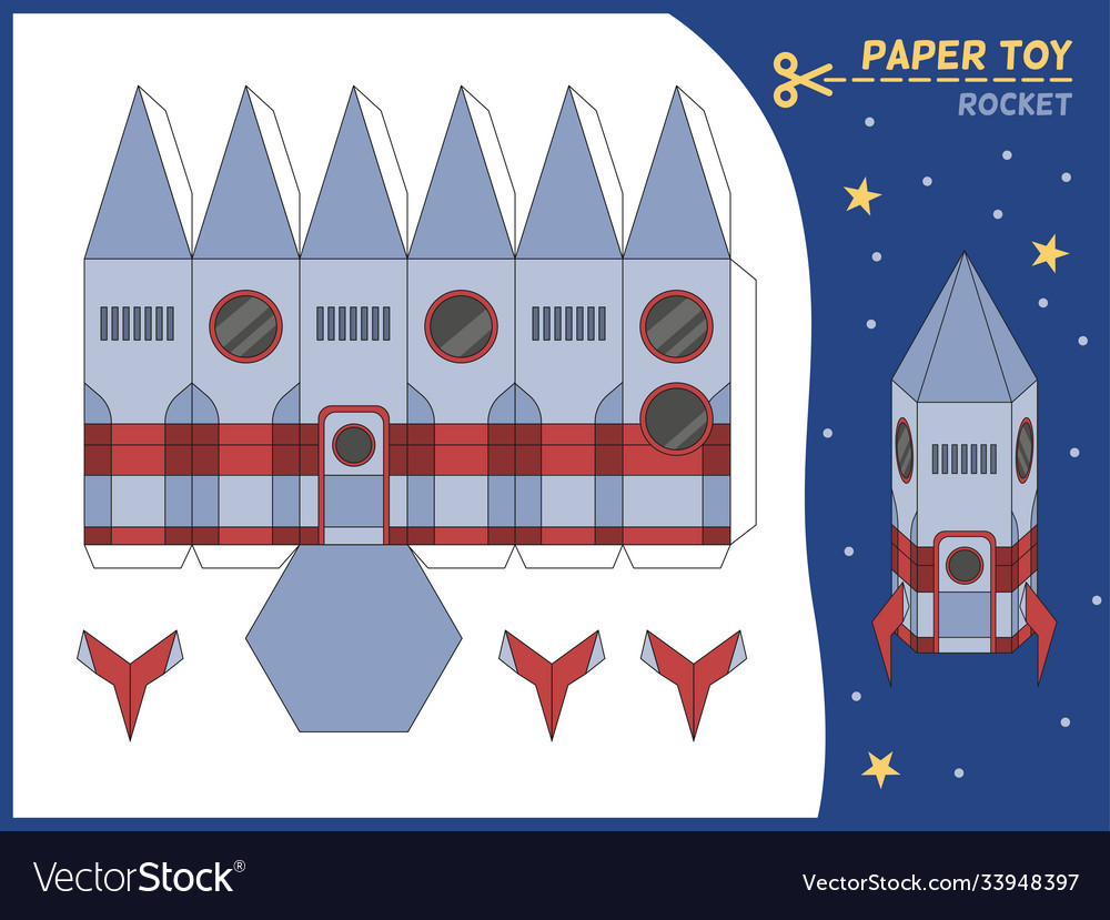 Rocket Paper Cut Toy Missile 3d Paper Royalty Free Vector