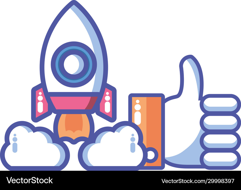 Rocket with seo icons in white background Vector Image