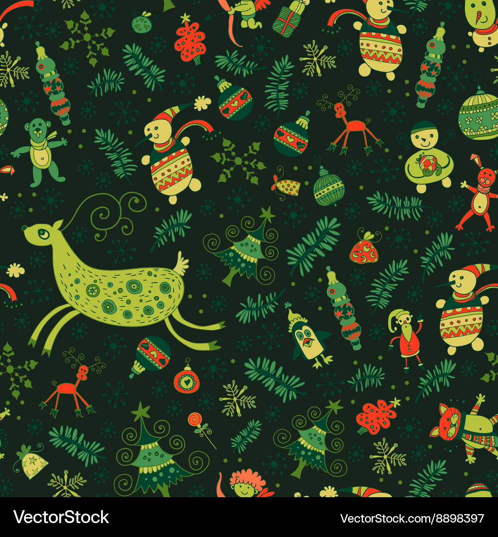 Seamless pattern of bright christmas items Vector Image