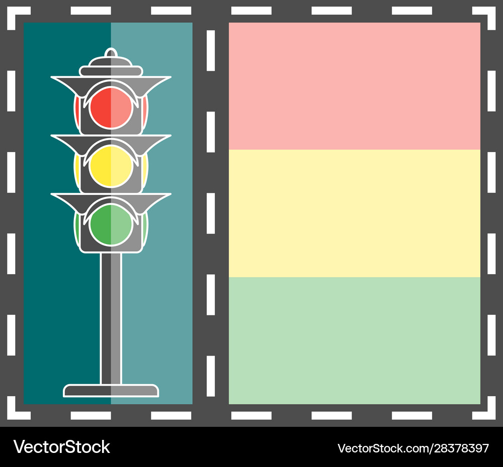 Traffic light with road dividing strip Royalty Free Vector