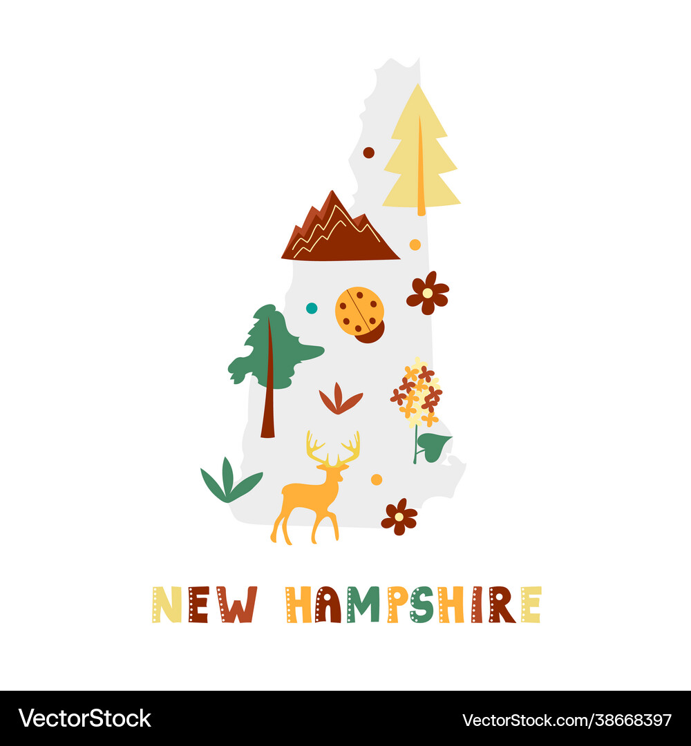 Usa map collection state symbols on gray Vector Image
