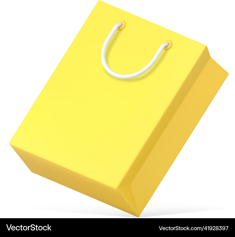 Yellow shopping bag package 3d icon Royalty Free Vector