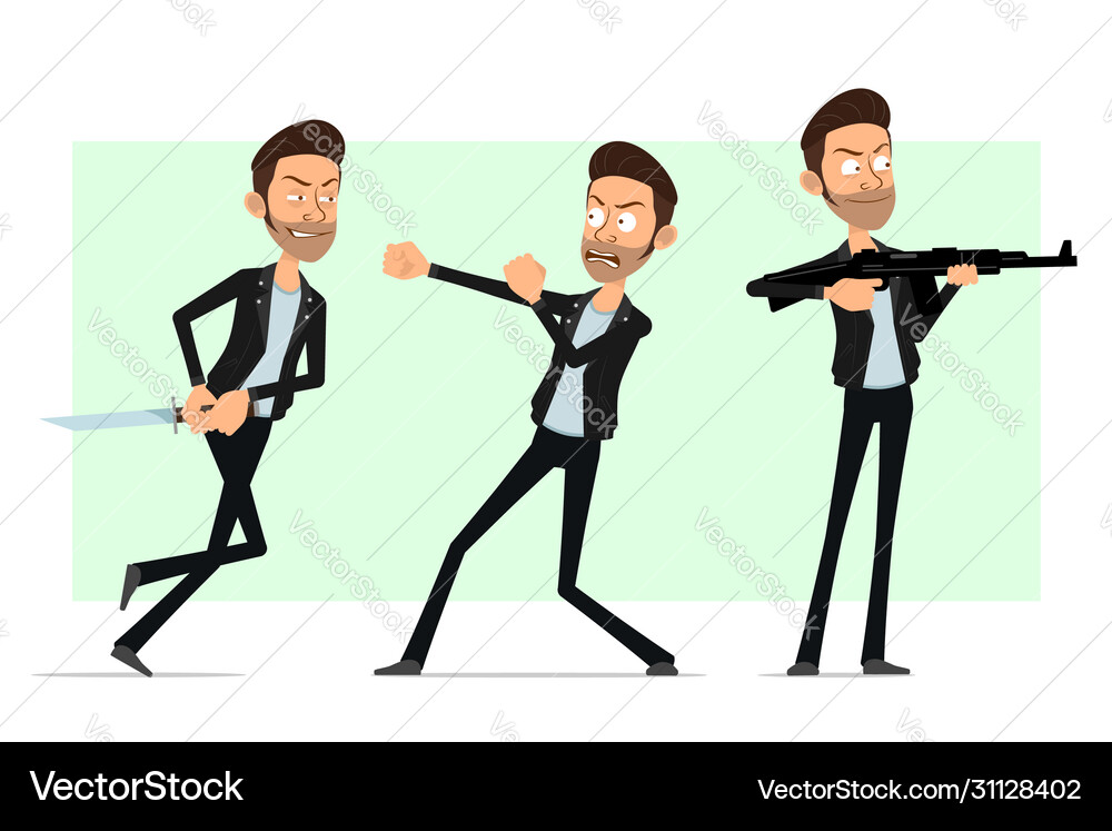 Cartoon rock and roll boy character set Royalty Free Vector