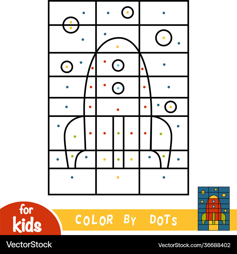Color dots game for children spaceship Royalty Free Vector