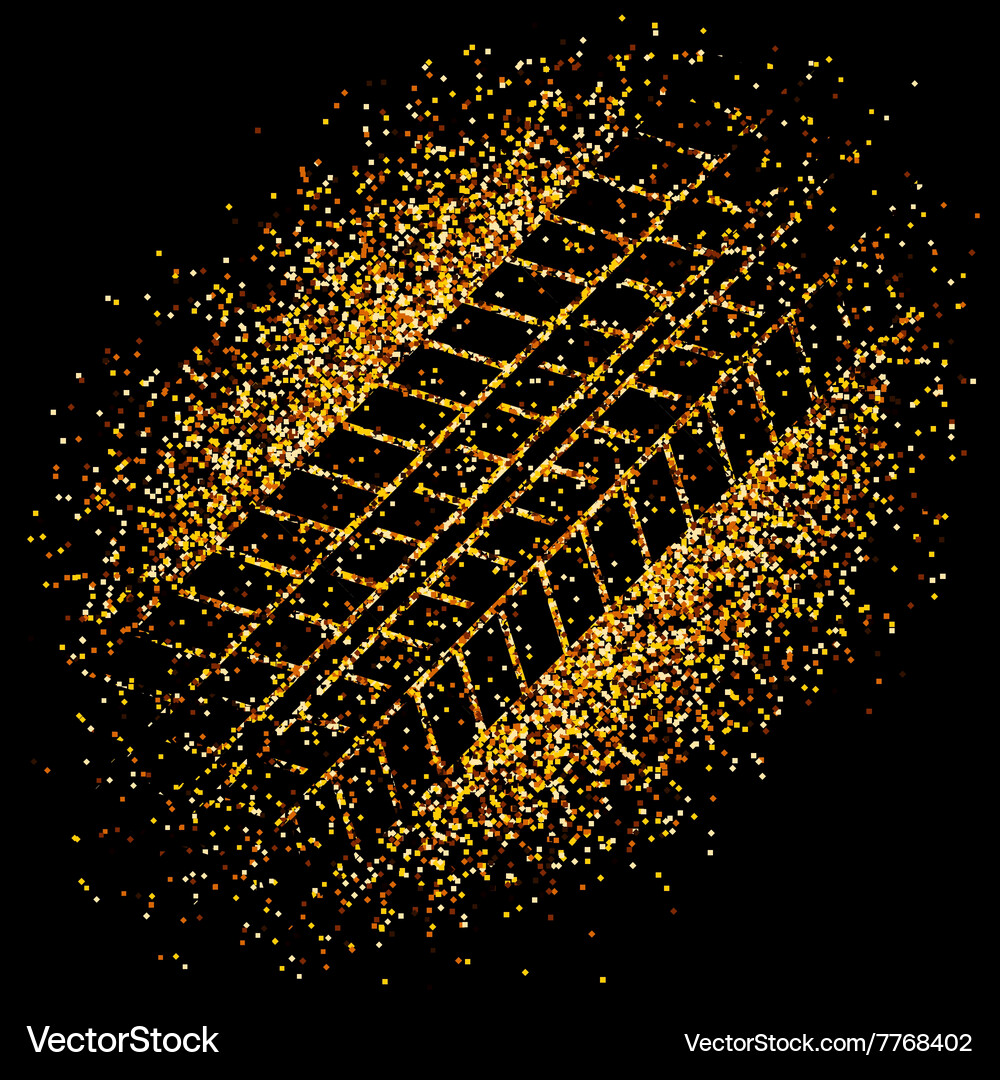 Golden dust trace tyre Royalty Free Vector Image