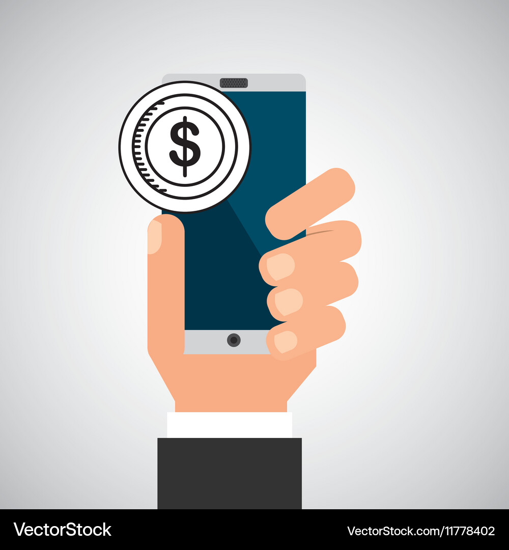 Hand phone mobile bank app media Royalty Free Vector Image