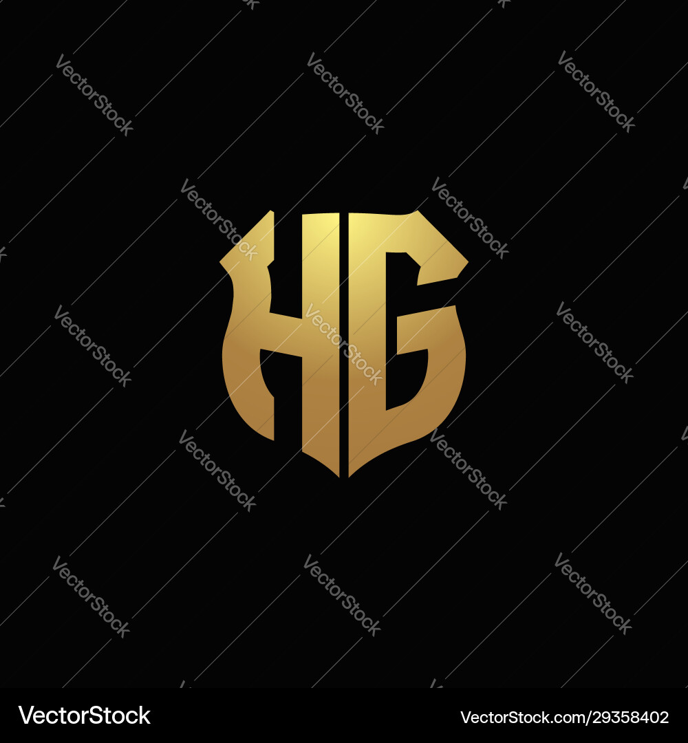 Hg logo monogram with gold colors and shield Vector Image