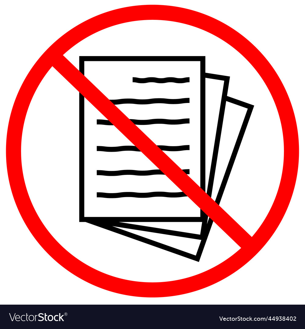 No File Document Icon On White Background Cross Vector Image