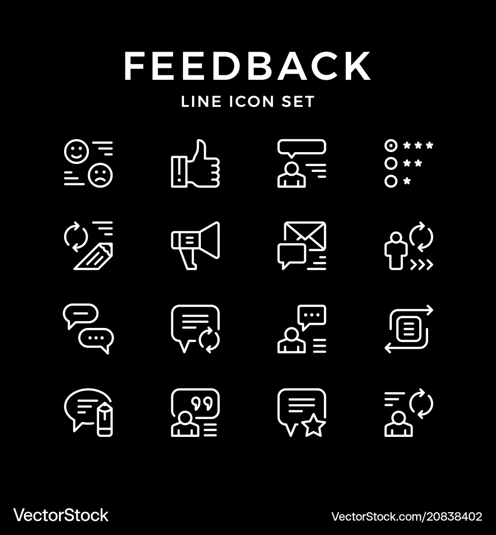 Set line icons of feedback Royalty Free Vector Image