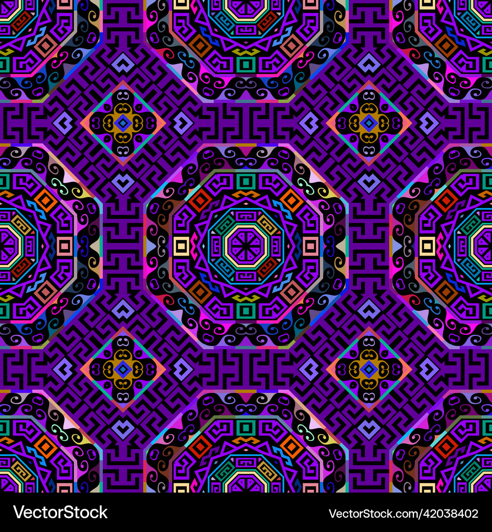 Tribal ethnic colorful greek seamless pattern Vector Image