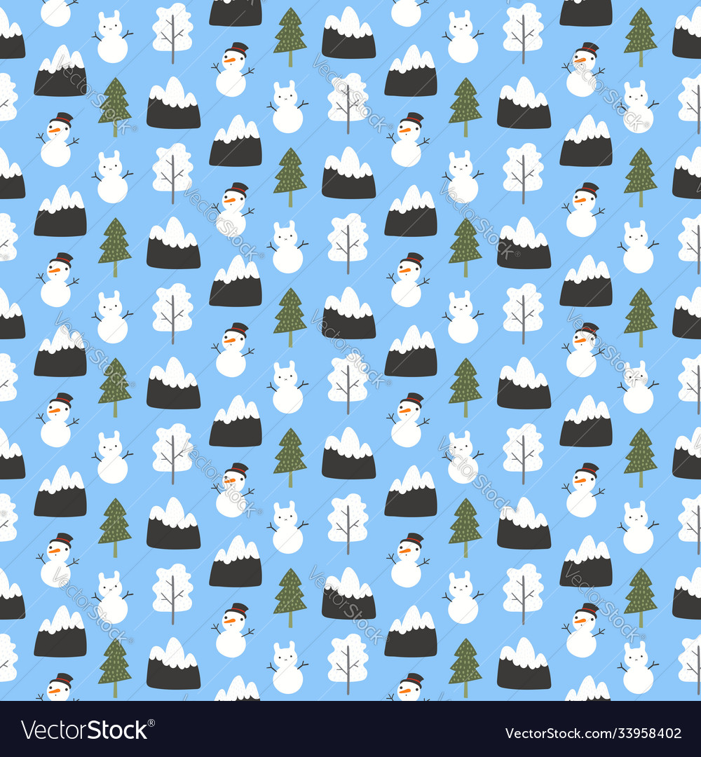 Winter landscape seamless pattern Royalty Free Vector Image