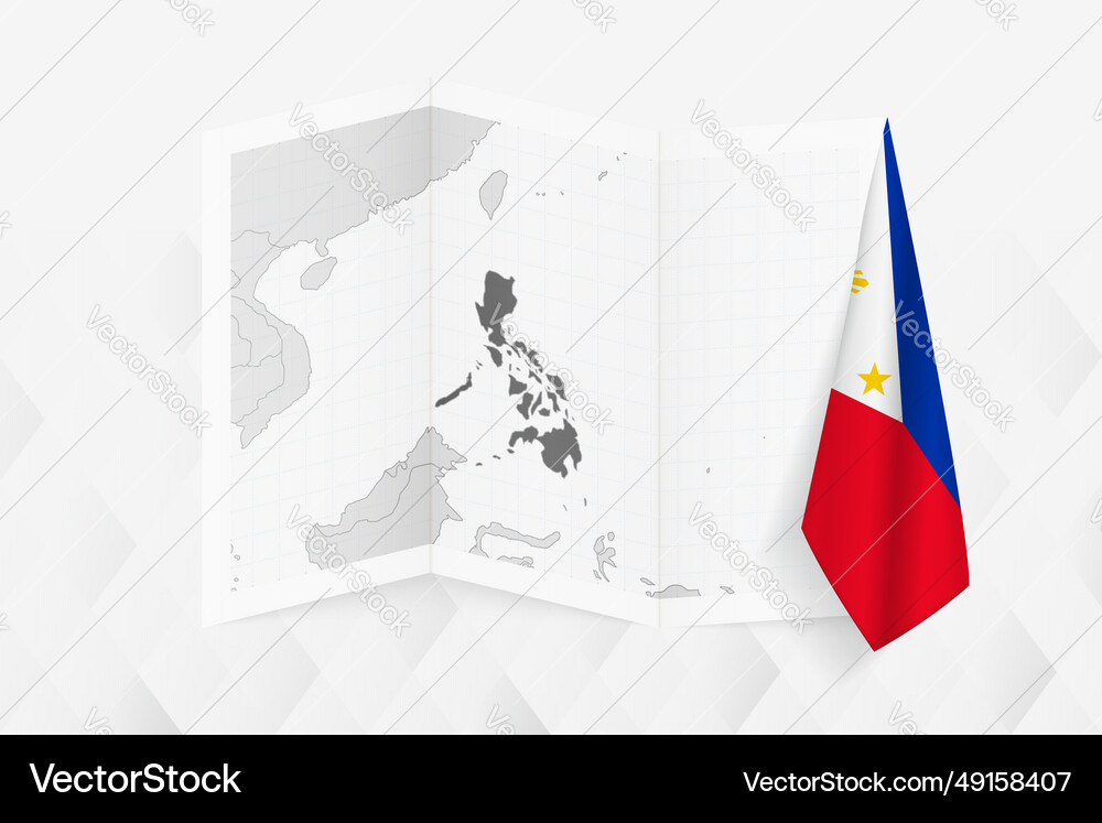 A grayscale map of philippines with a hanging Vector Image