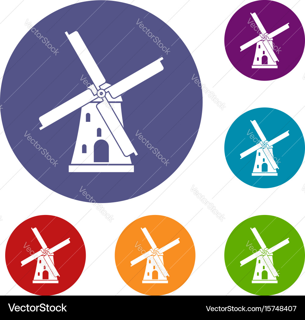 Ancient windmill icons set Royalty Free Vector Image