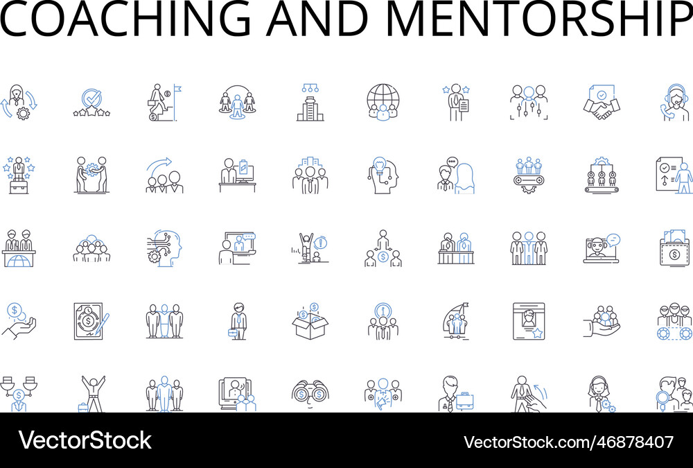 Coaching and mentorship line icons collection Vector Image