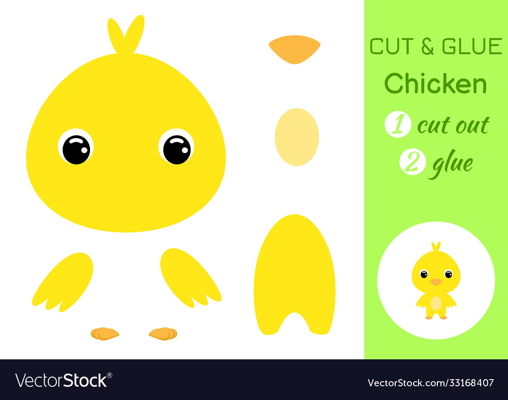 Cut and glue baby chicken education developing Vector Image