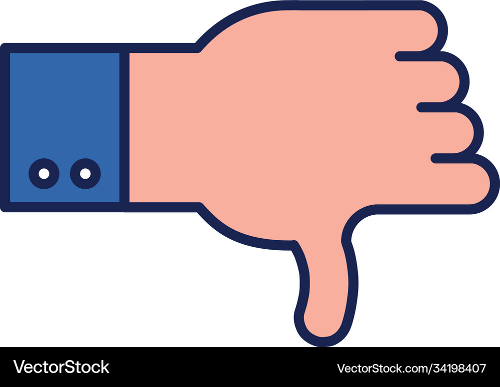 Dislike hand line and fill style icon Royalty Free Vector