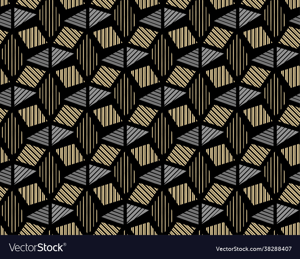 Geometry gold black seamless pattern striped Vector Image