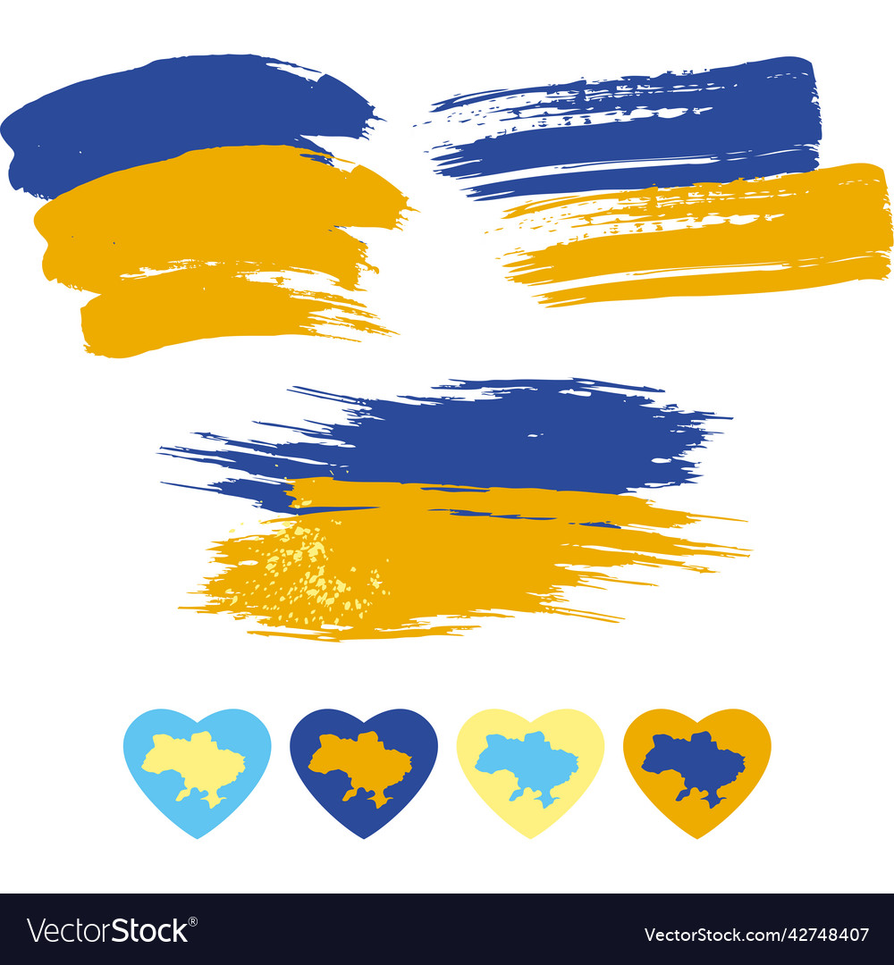 Grunge brush strokes in colors of ukrainian flag Vector Image