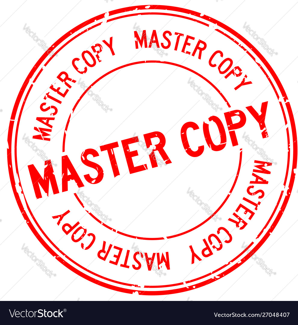Grunge red master copy word round rubber seal Vector Image