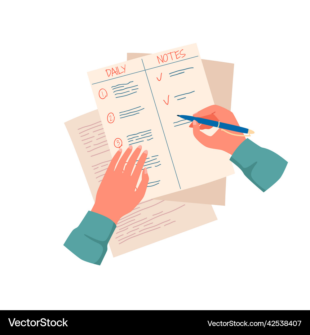 Hand writing notes memo list of important Vector Image