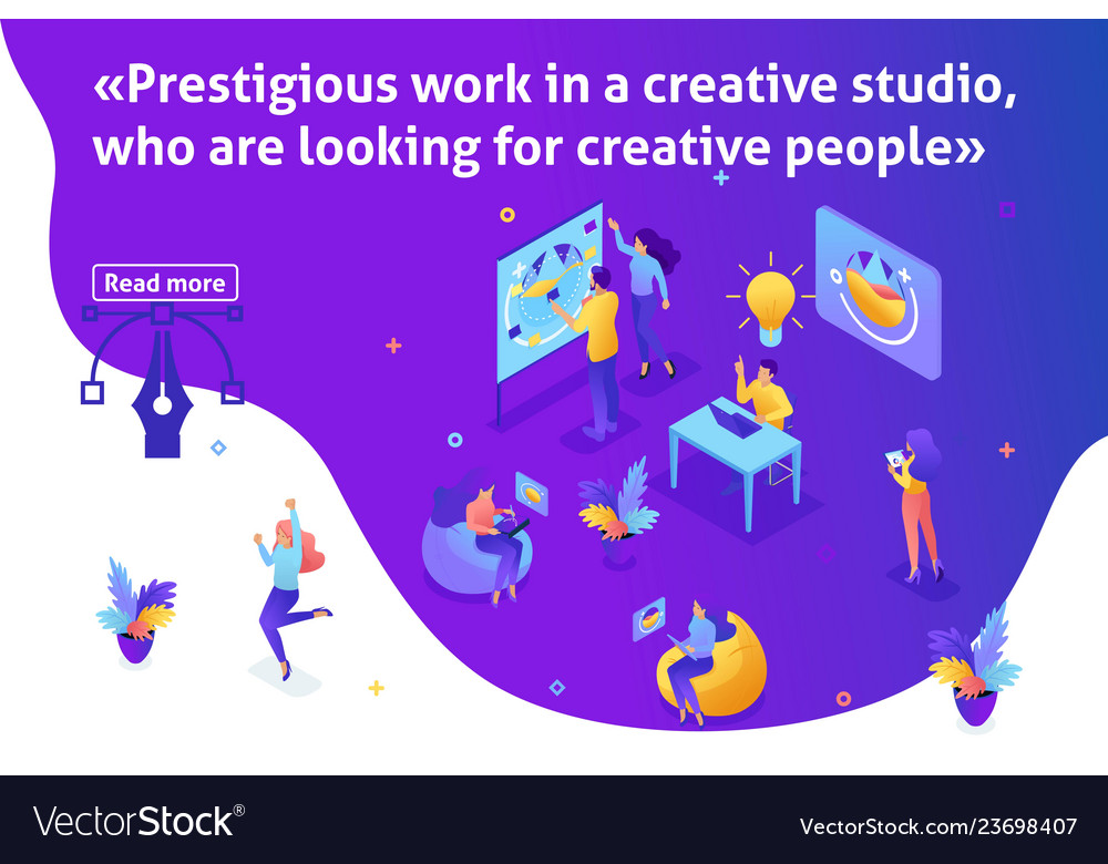 Isometric article banner creative studio Vector Image