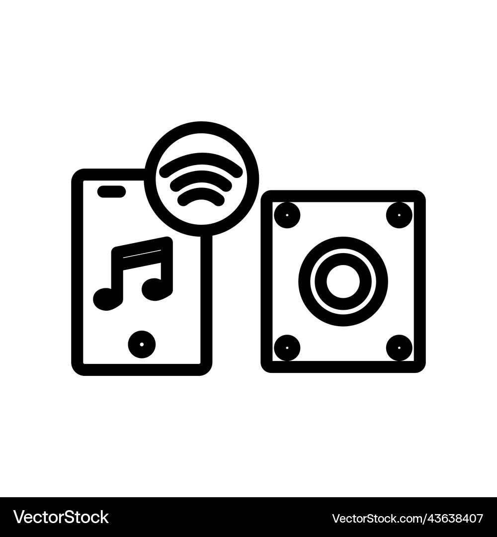 Mobile phone icon with sound box icon related Vector Image